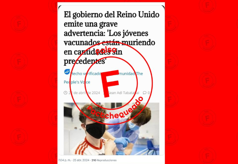 No, los jóvenes vacunados no tienen cuatro veces más probabilidades de morir que los no vacunados