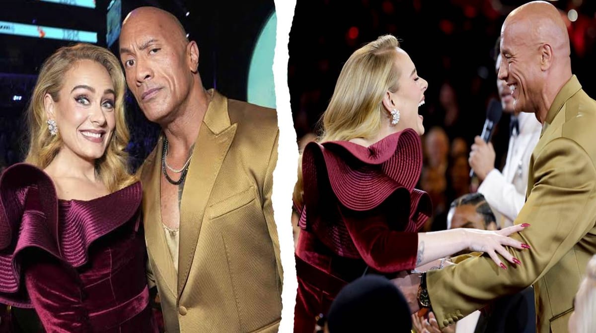 El momento dulce de los Grammy: Adele conoce a The Rock Jonhson